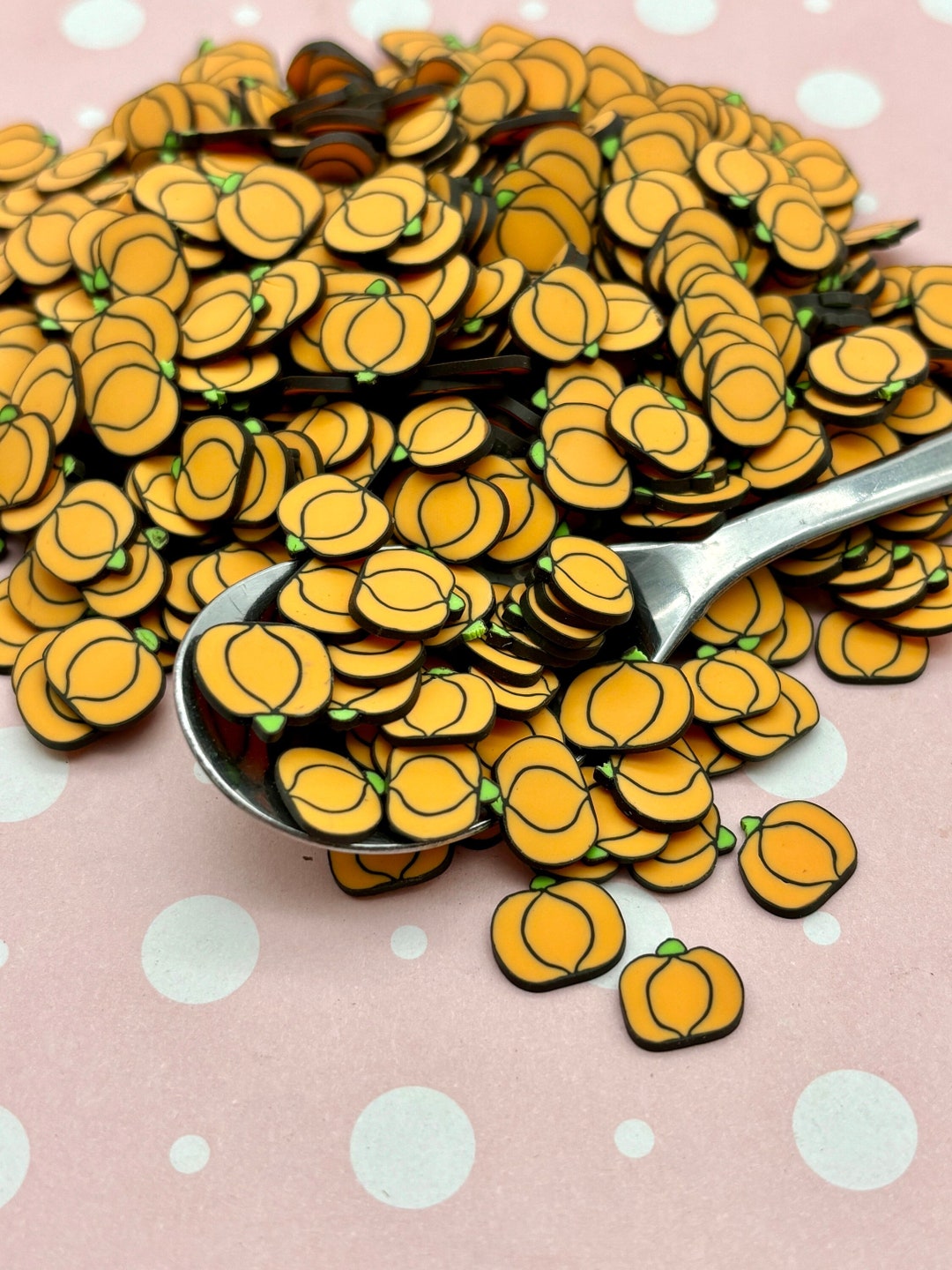Large Orange Pumpkin Halloween Polymer Clay Sprinkles, Spooky Faux Fake ...