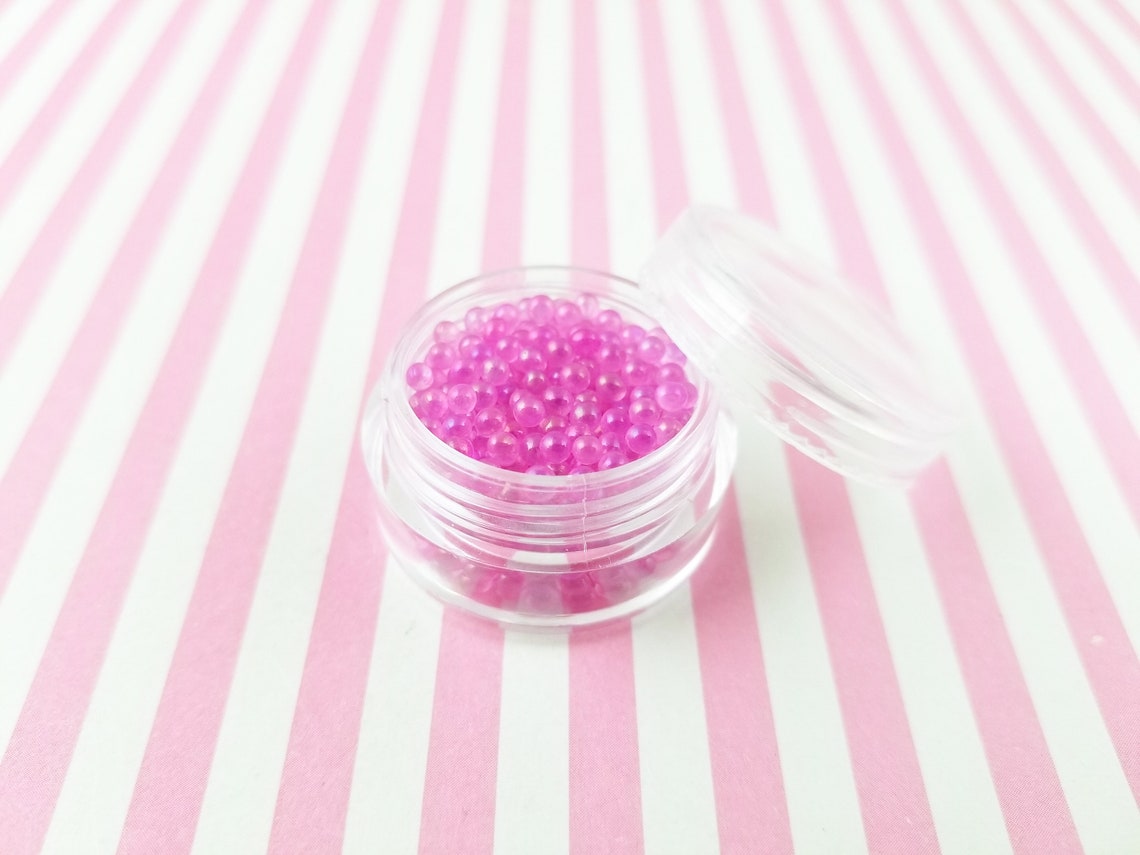 Iridescent Hot Pink Clear Glass Assorted ROUND Microbeads, 2-2.5mm No ...