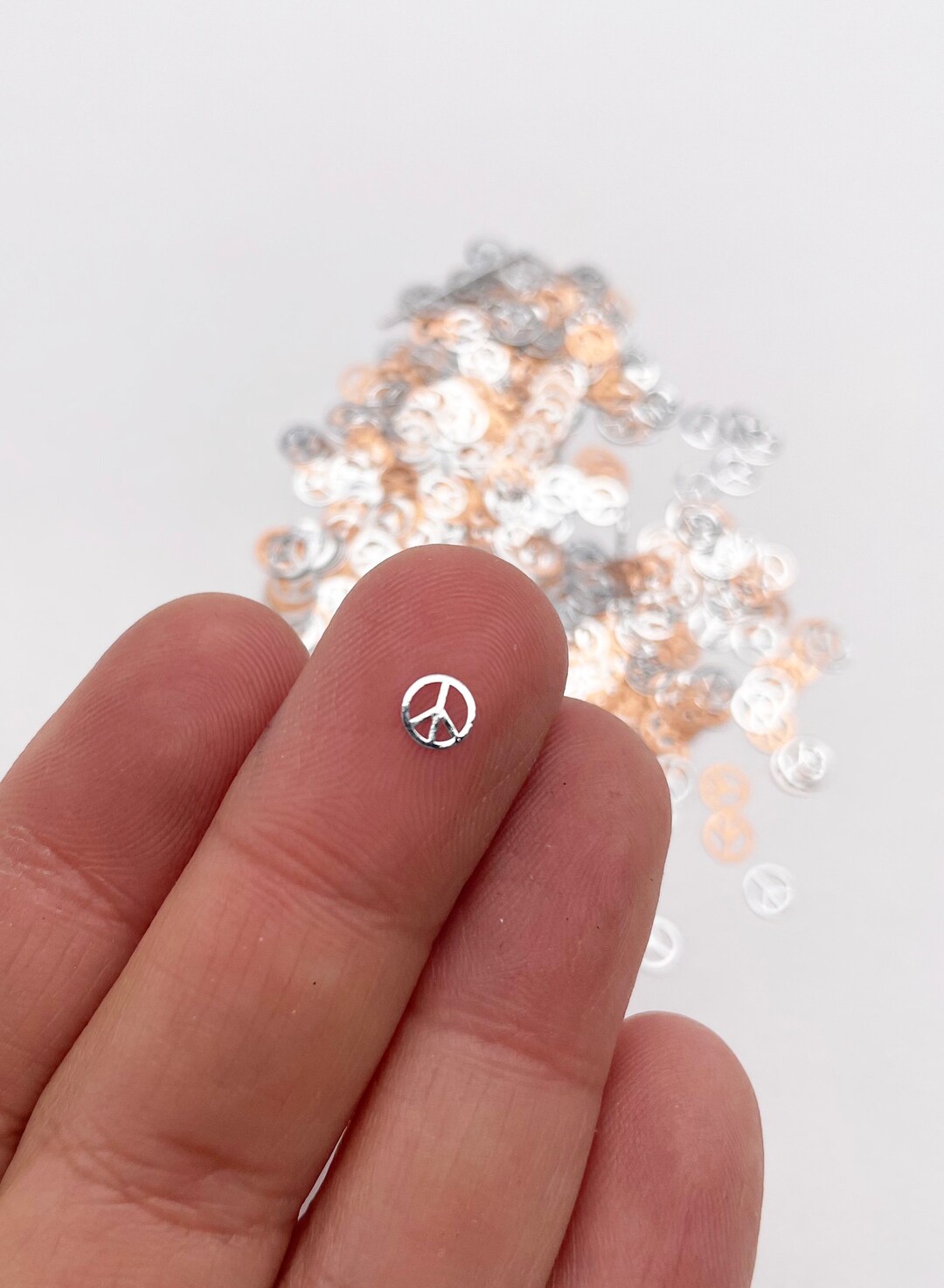 50 Tiny 5mm Silver Toned Metallic Peace Symbol Nail Cabochons, Cute ...