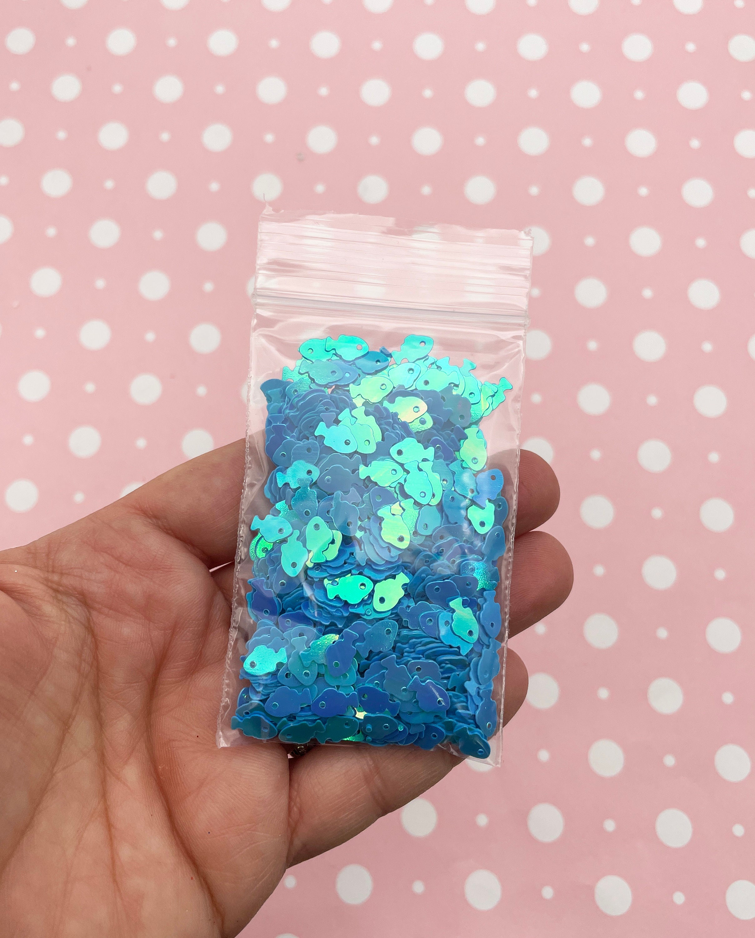 Aqua Ocean Blue Iridescent Shift Fish Glitter, 8mm Ocean Beach Kawaii ...