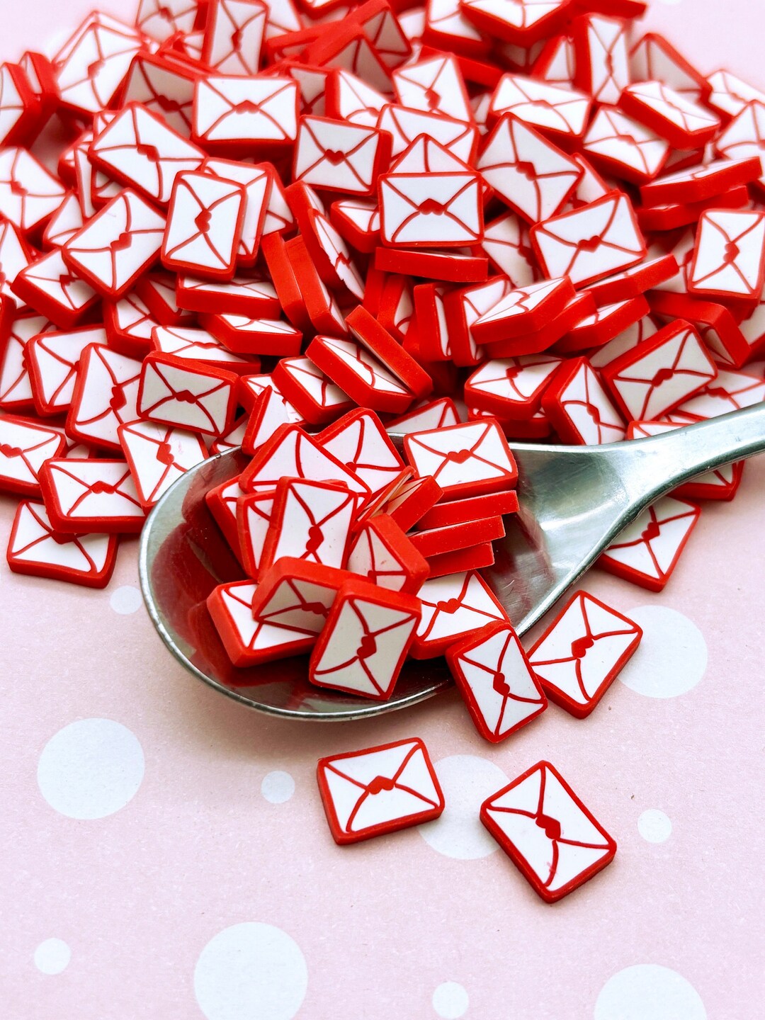 10mm Red Love Letter Note Envelope Polymer Clay Valentine Sprinkles ...
