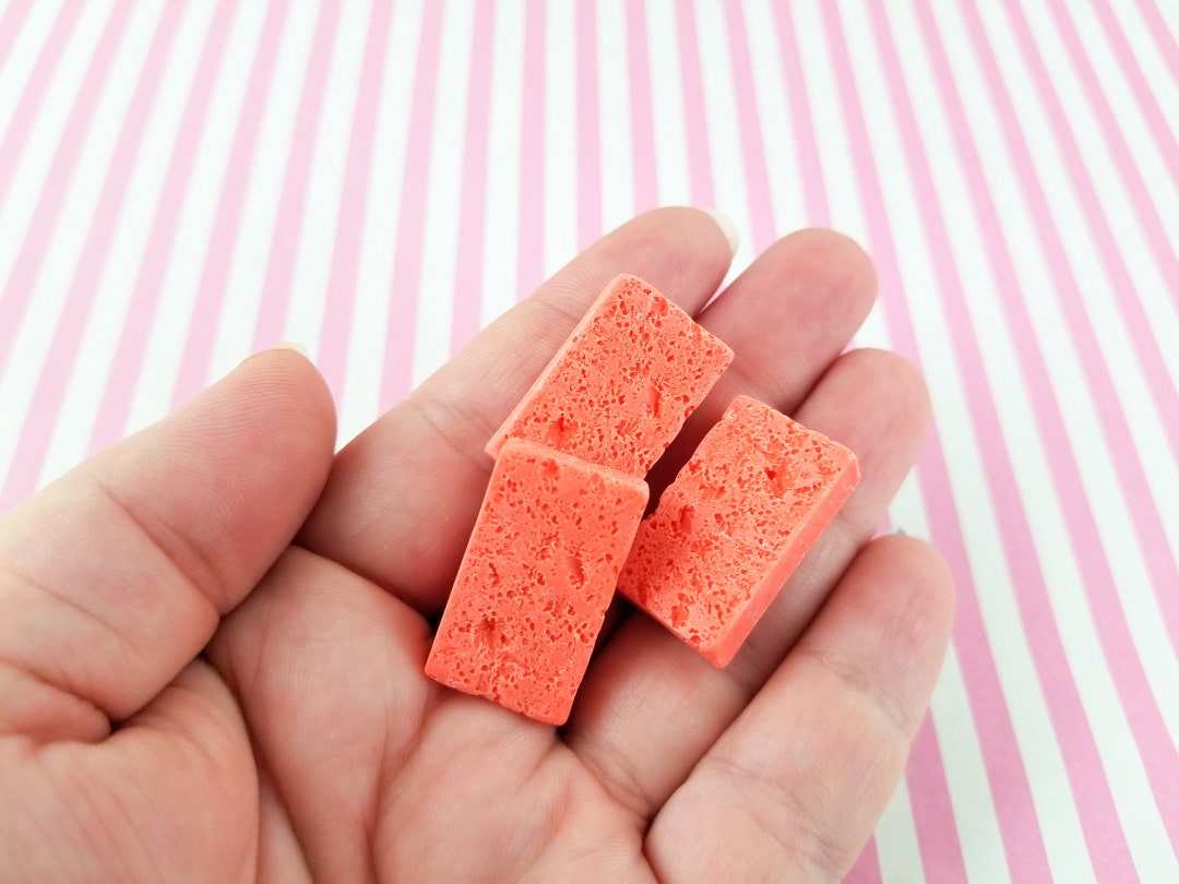3 Miniature Flatbacked Resin Brick Cabochons, Flat Backed Acrylic ...