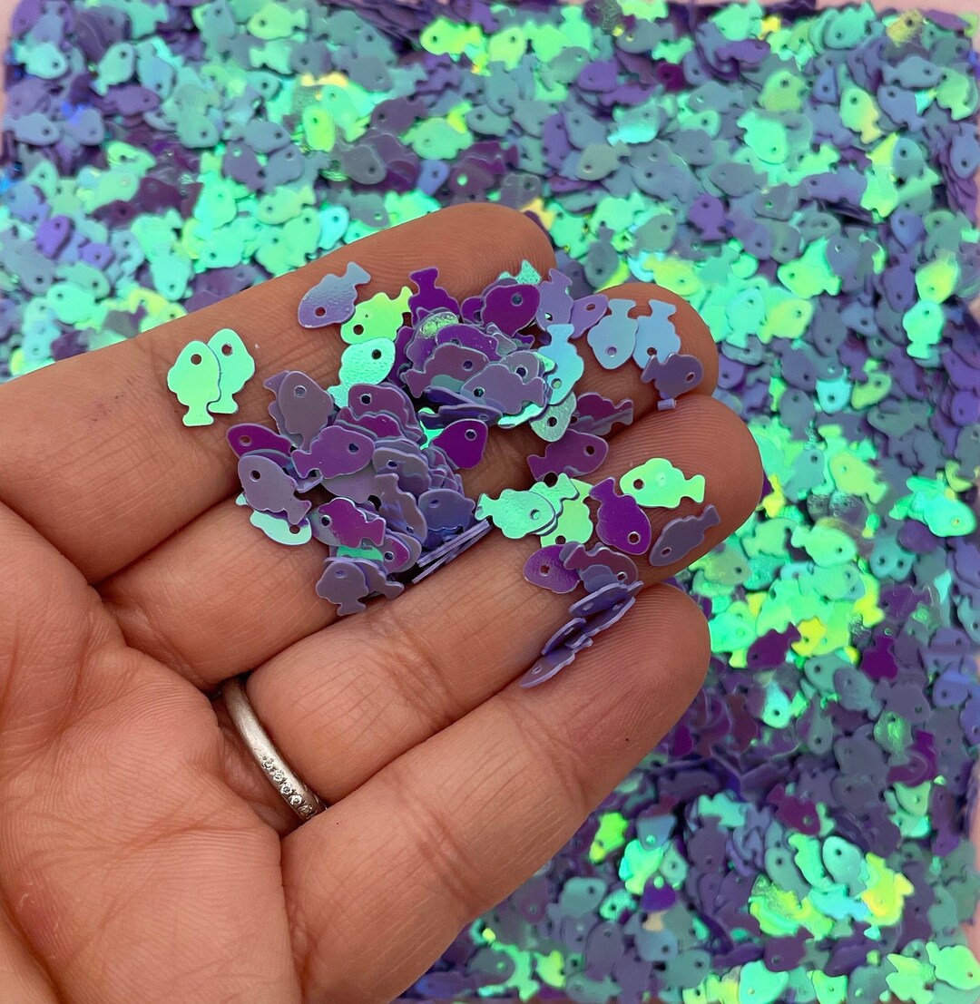 Blue Purple Iridescent Shift Fish Glitter, Ocean Glitter, Kawaii Shaker ...