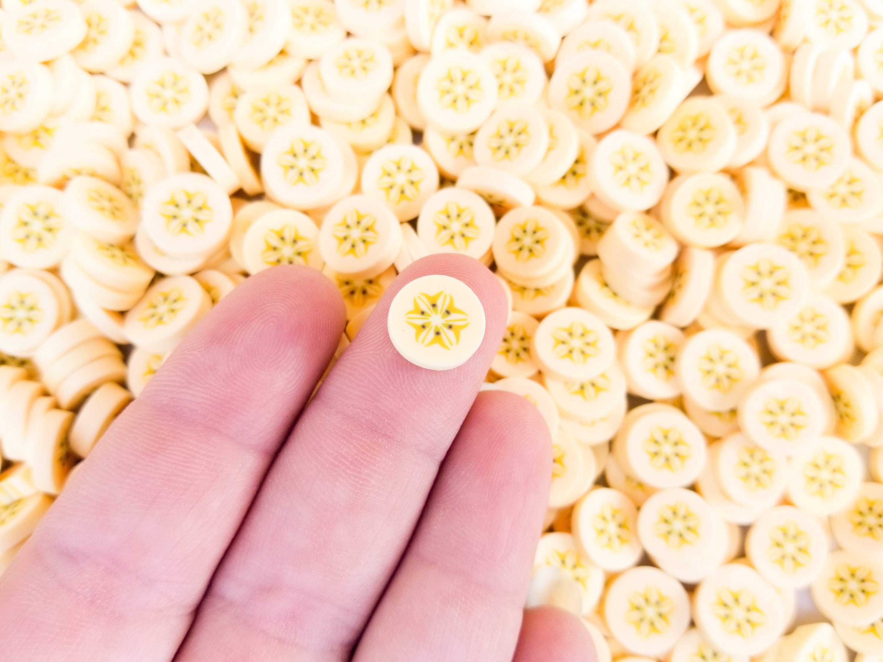 Large Polymer Clay Banana Fruit Slices Nail Art Slices Faux - Etsy