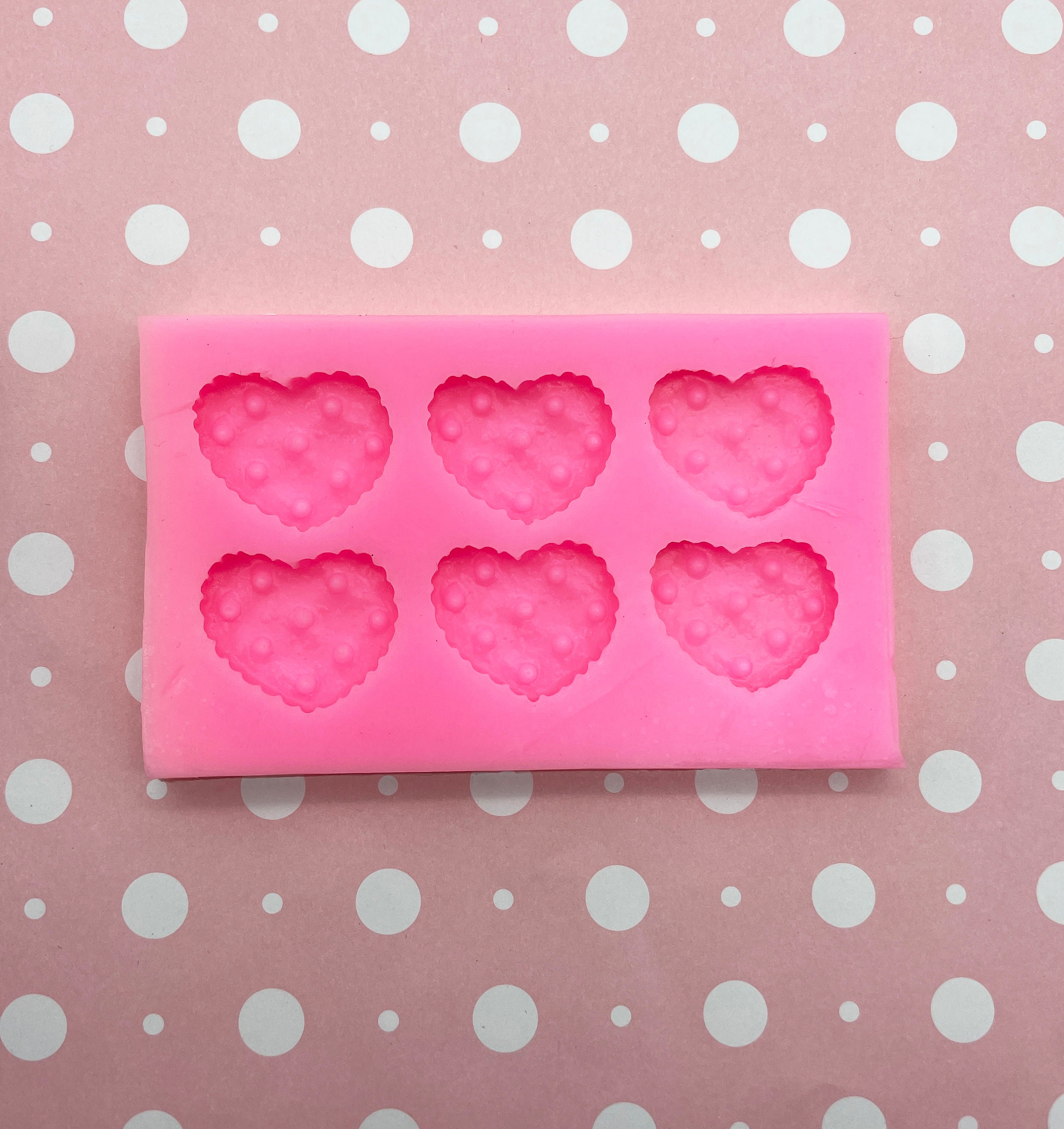 6 Cavity 22mm Heart Cookie Cracker Mold for Cabochons, Charms and ...