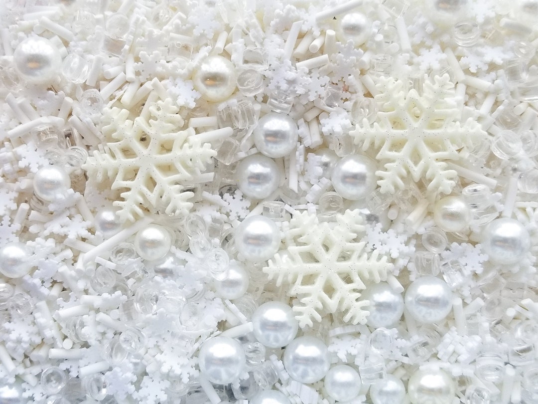 WINTER WONDERLAND Sprinkle Mix With 3 Snowflake Cabs, Polymer Clay Fake ...