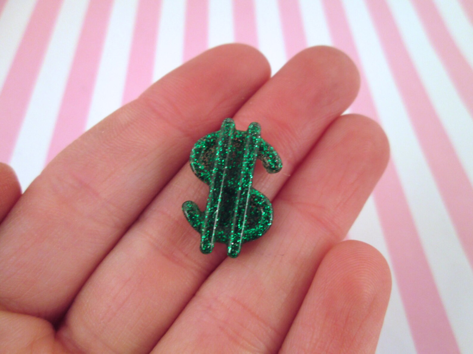 6 Green Glitter Resin Dollar Sign Cabochons Money Sign 499 | Etsy