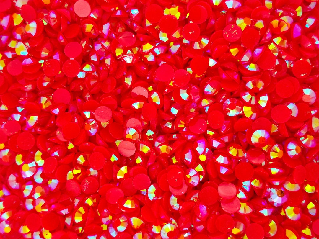 6mm Red AB Jelly Rhinestones, Flat Backed Resin Faceted Cabs, Pick Your ...