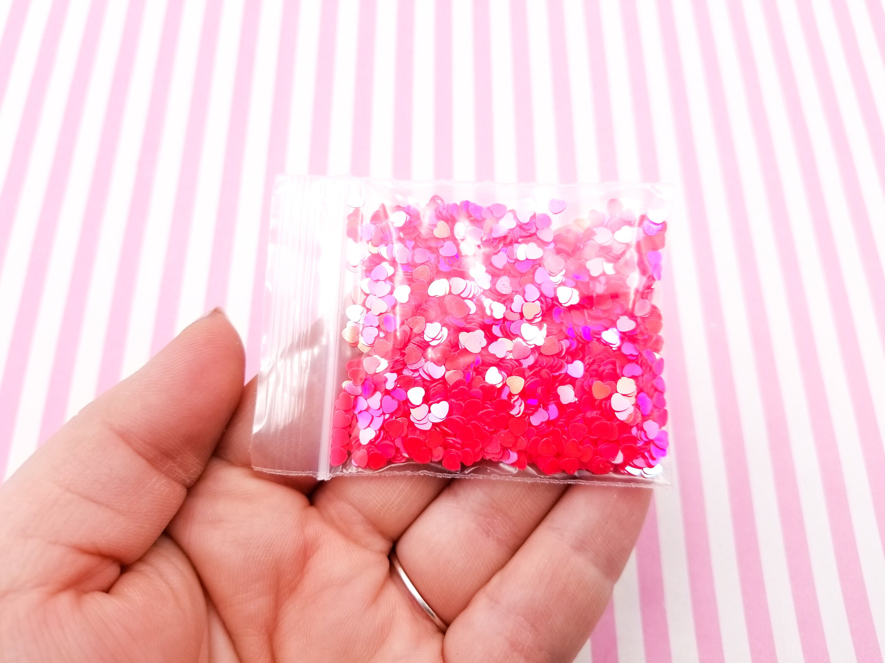 Neon Pink Iridescent Shift Heart Glitter Solid Heart Glitter | Etsy