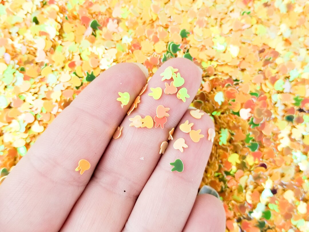 Golden Yellow Orange Iridescent Shift 4mm Bunny Rabbit Easter Glitter ...