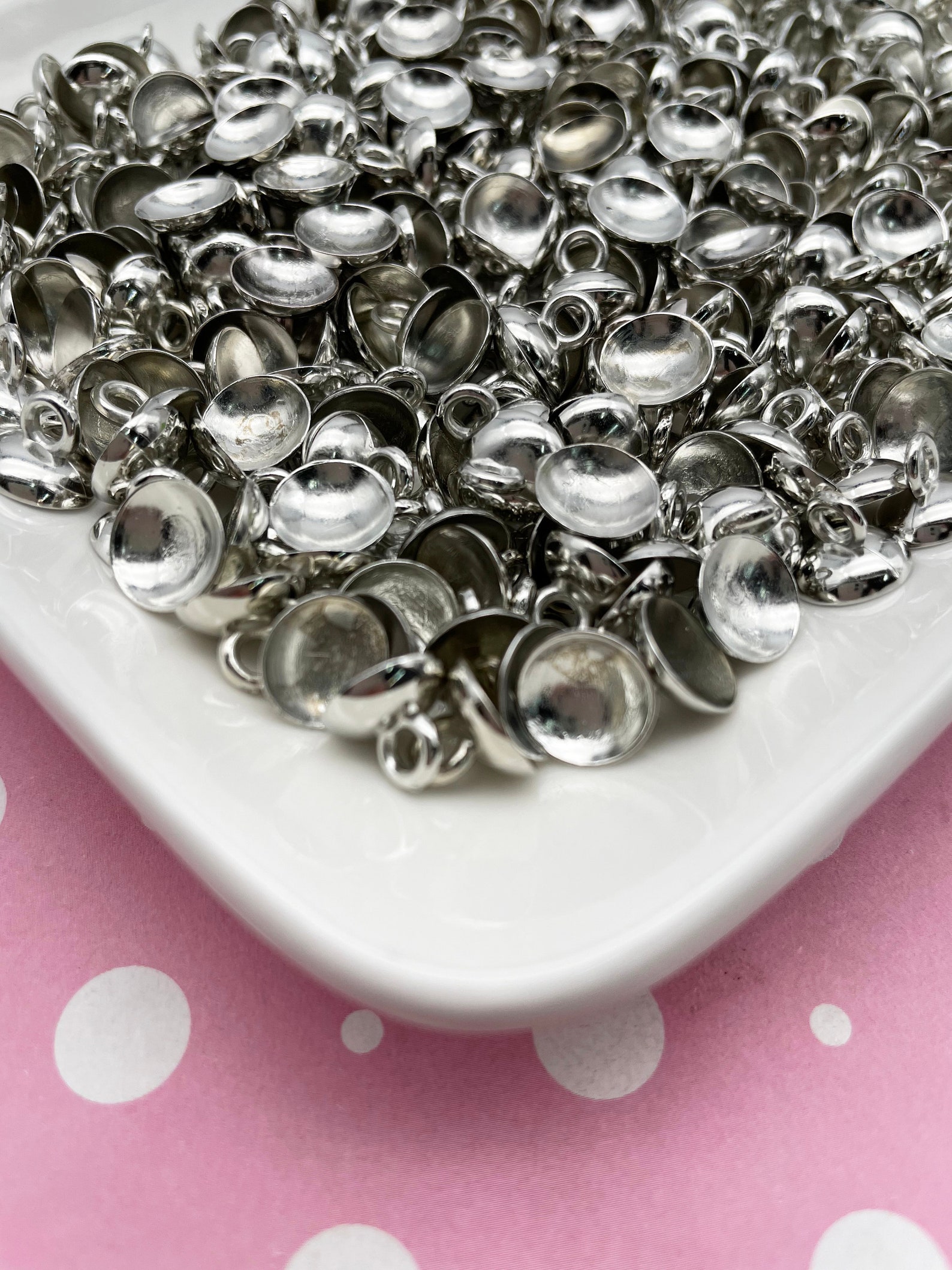 10 Silver Tone Bead Caps for Glass Dome Terrarium Pendant Sets, Pick ...
