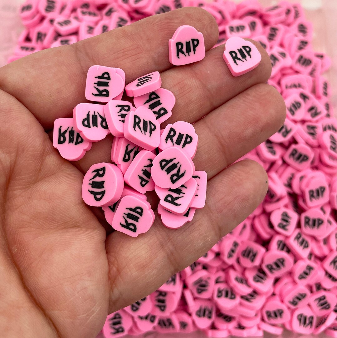 Larger Pink Spooky RIP Halloween Tombstone Headstone Polymer Clay ...