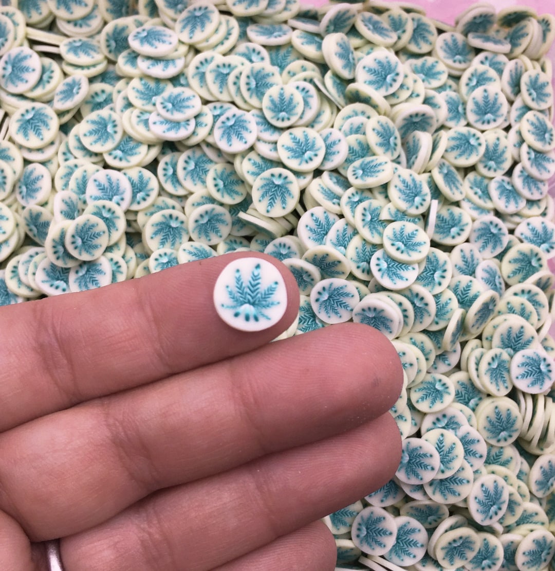 Larger Pot Leaf, Pot Leaves Polymer Clay Round Confetti Circles, Fake ...