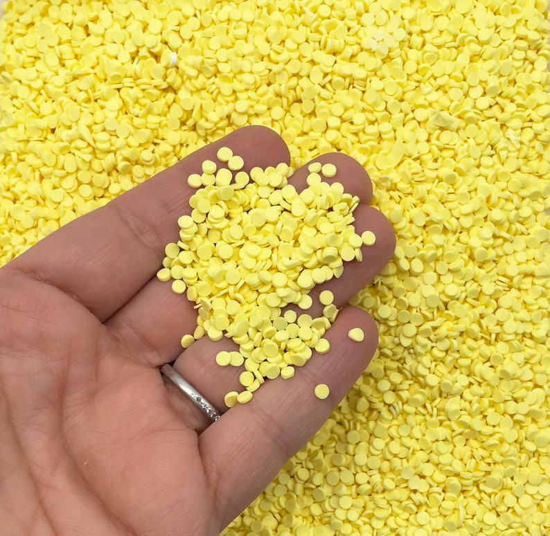 Light Yellow 3mm Mini Chip Polymer Clay Round Confetti Circles, Fake ...