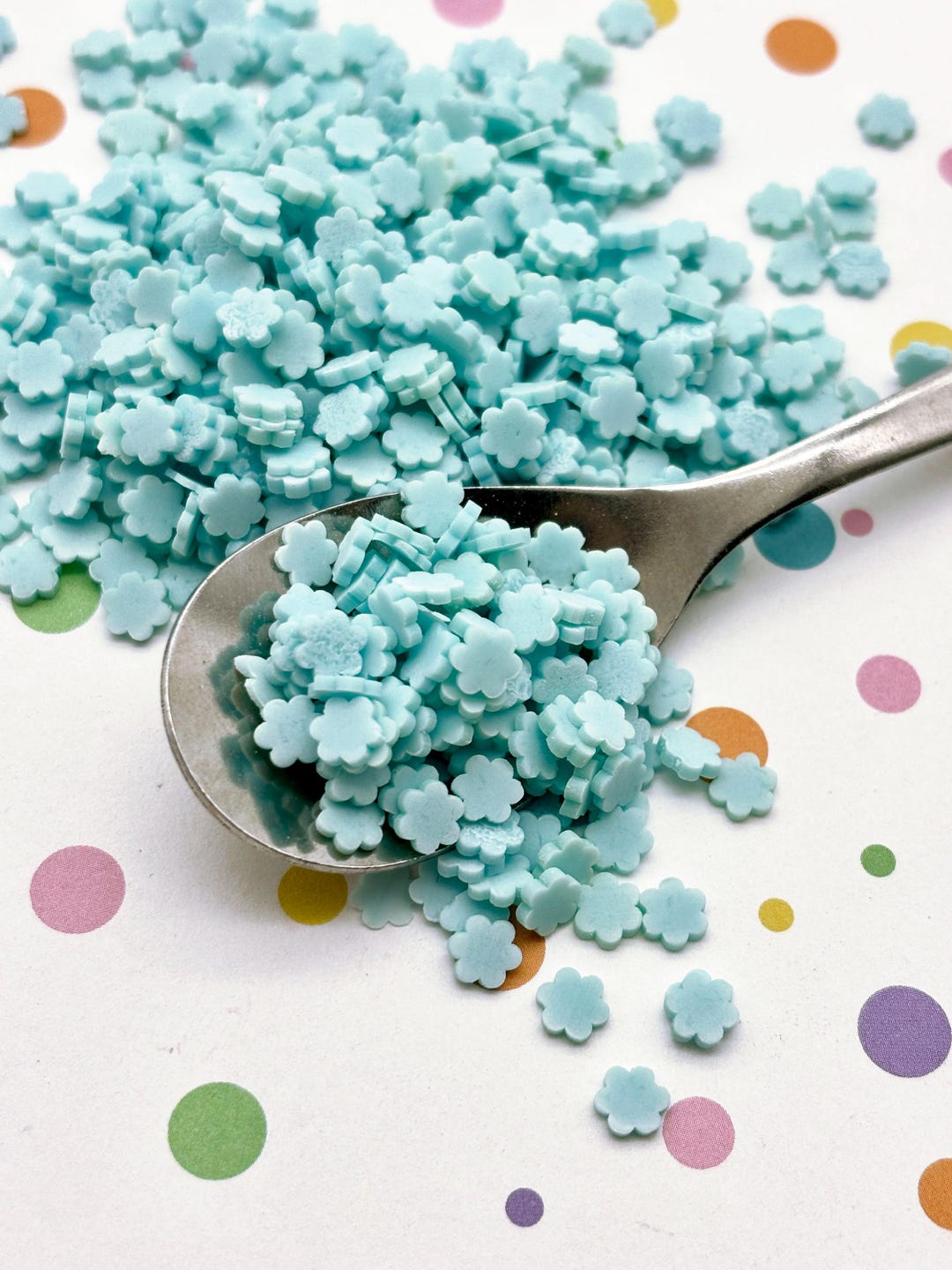 BLUE Polymer Clay Flower Fake Sprinkles, Fimo Fake Bake Table Scatter ...