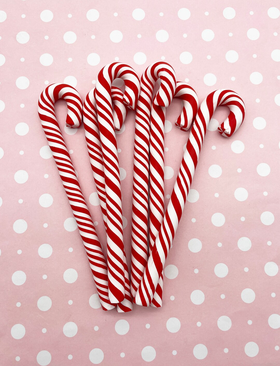 Huge 6 Inch Polymer Clay Christmas Candy Canes, Cute Fake Bake ...