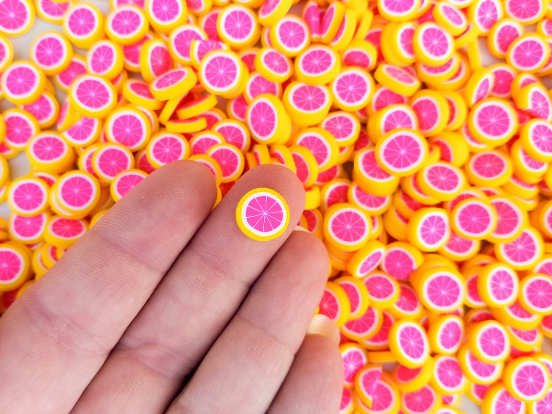 Large Polymer Clay Grapefruit Fruit Slices, Nail Art Slices, Faux Fruit ...