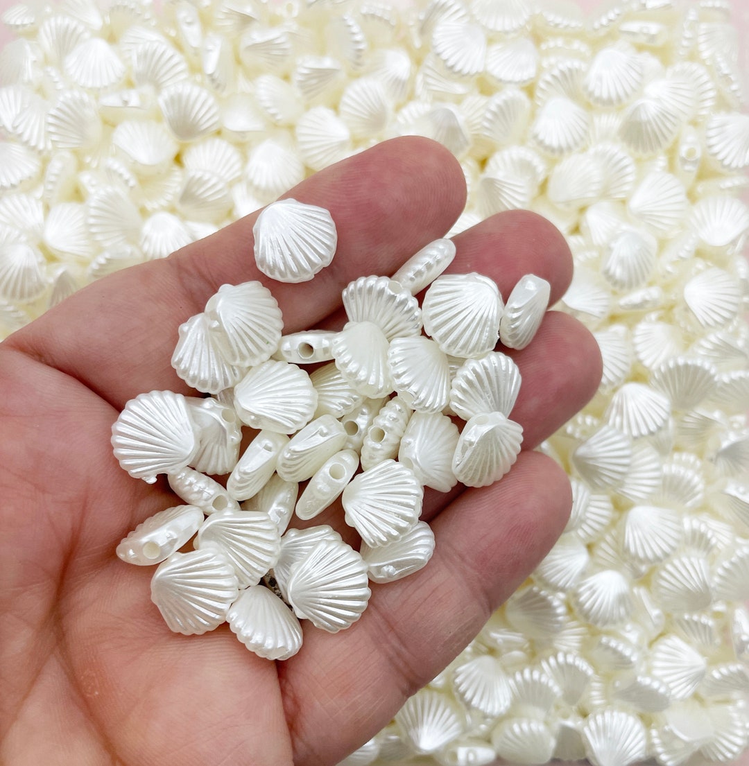 35 White Pearl Acrylic Seashell Beads Beach Themed Beads, J140 - Etsy