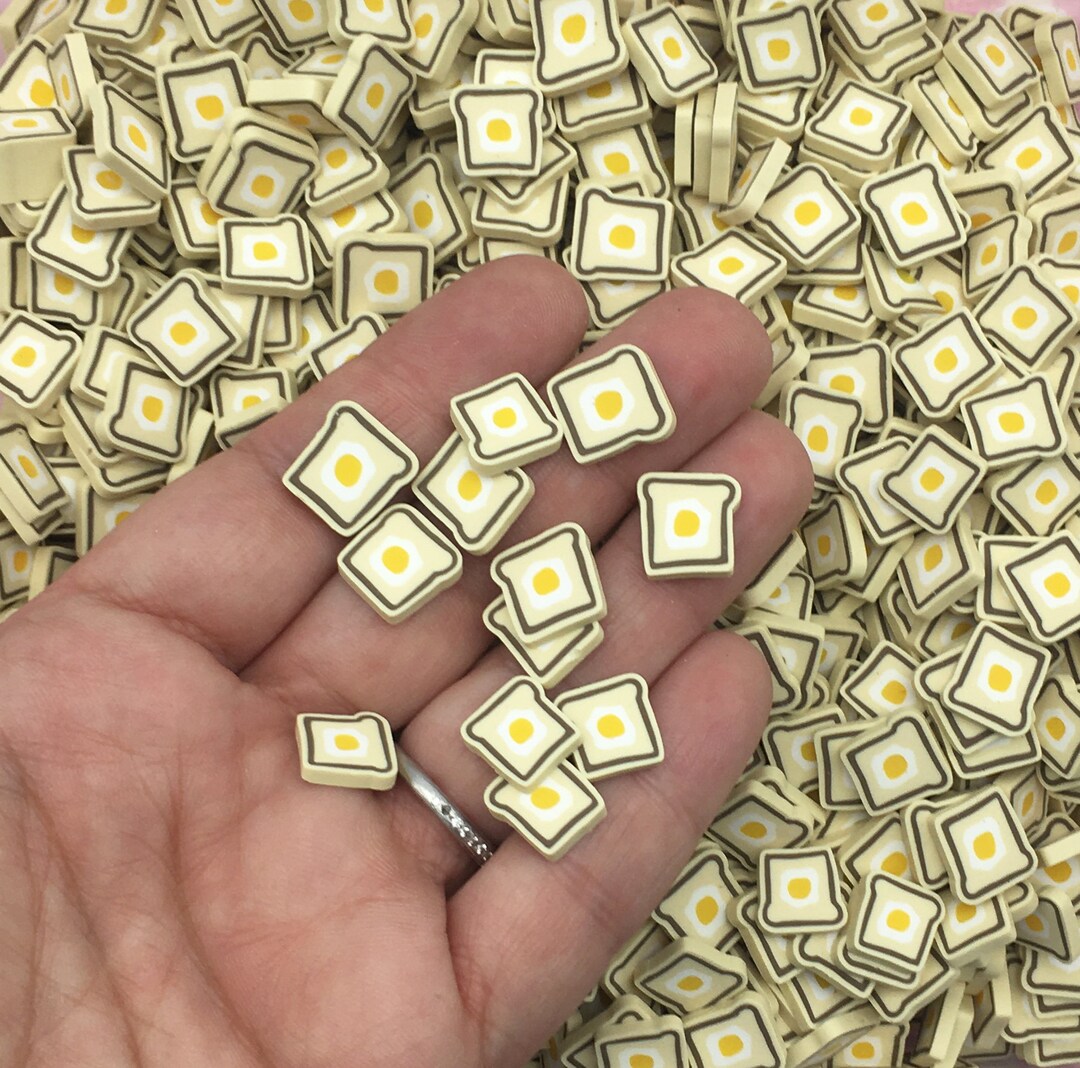 Large Egg Toast Bread Polymer Clay Slice Non Edible Sprinkles, Fake ...