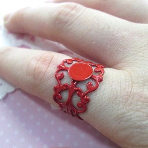 5pc Red Filigree Enamel Rings 8mm Pad A164 - Etsy
