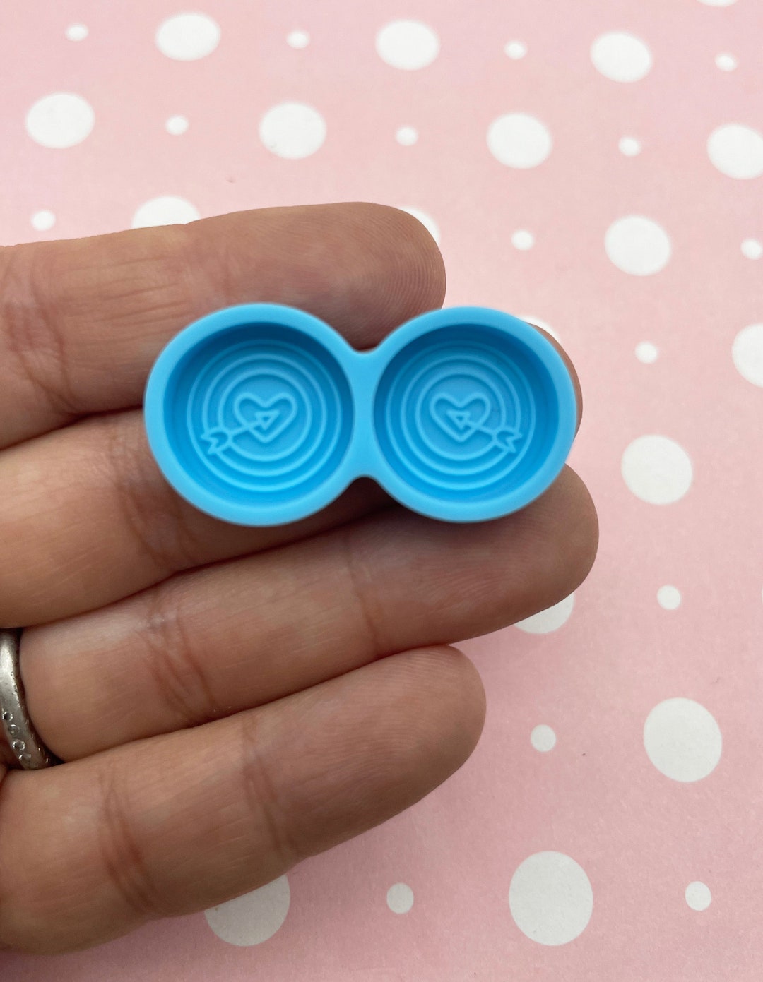 Small Double Cavity Heart Bullseye Silicone Cabochon Charm Pendant ...