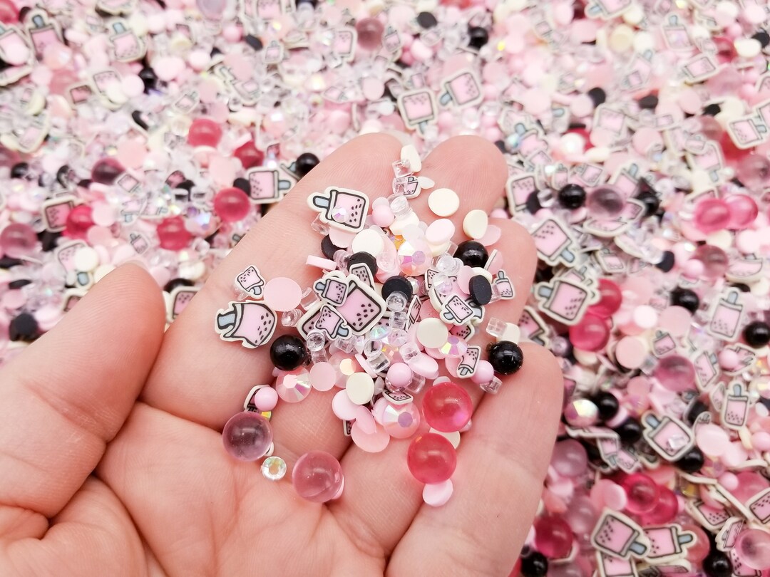 Strawberry Milk Boba Tea NON EDIBLE Polymer Clay Sprinkles and Resin ...