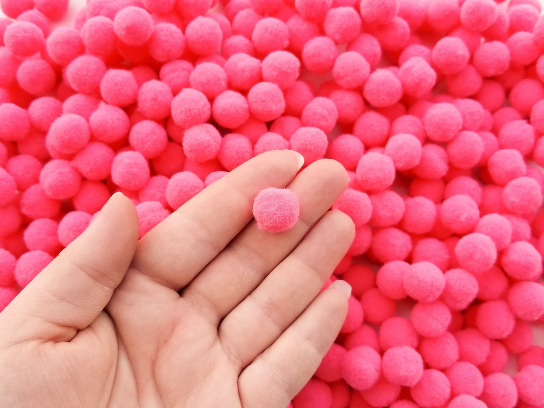 One Hundred 15mm Magenta Pink Mochi Balls, Pom Poms, Approx. 100 Pieces ...