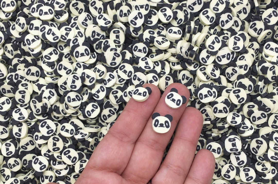 10mm Thick Cut Panda Bear Polymer Clay Sprinkles, NON EDIBLE Fake Bake ...