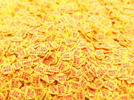 Small Yellow Conversation Heart Mix Polymer Clay Valentine | Etsy