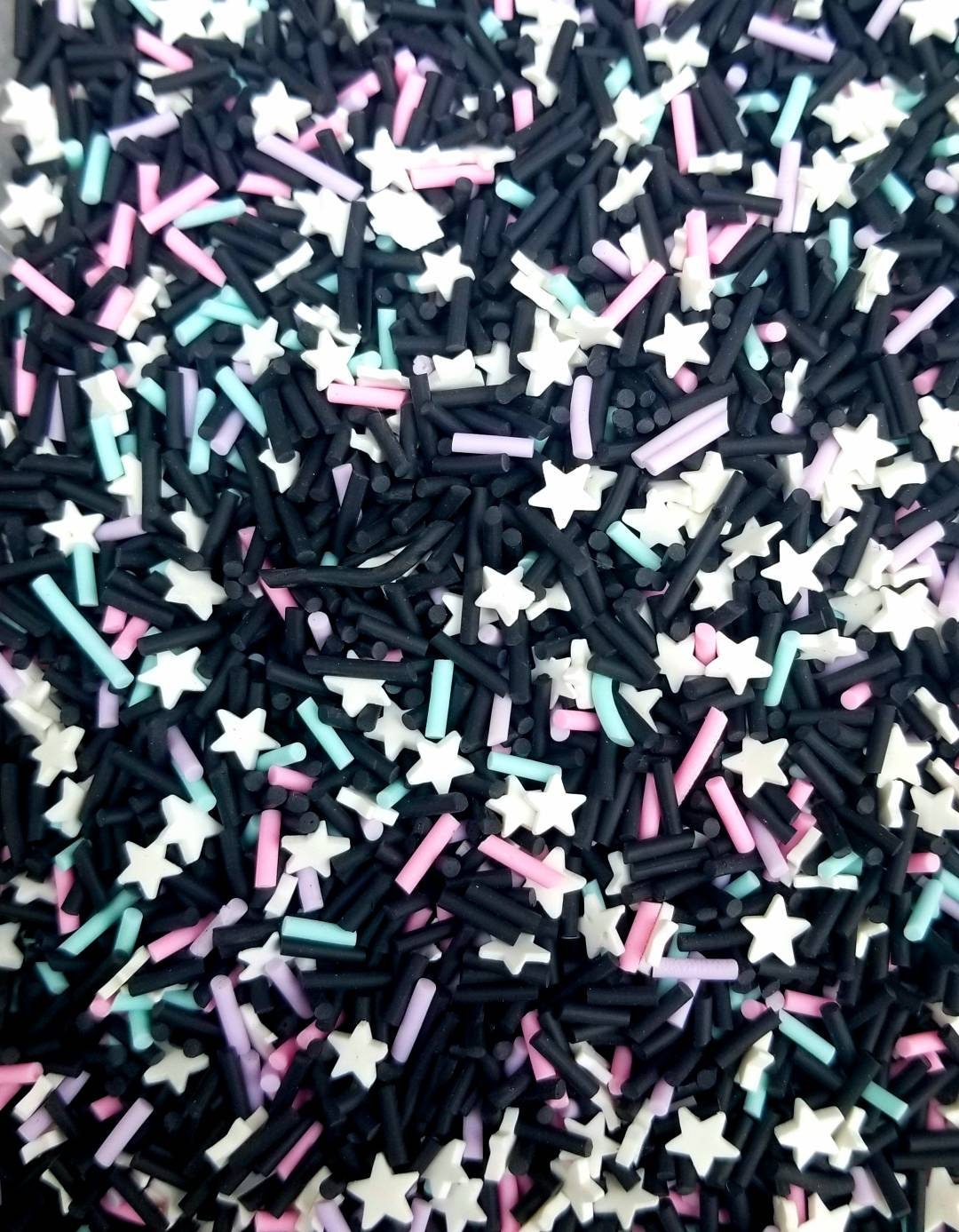 GALAXY MIX Black With Pastels and White Star Sprinkles, Polymer Clay ...