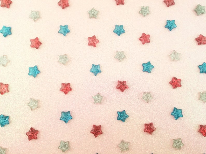 9 Red White and Blue Glitter Resin Star Cabochons Americana | Etsy