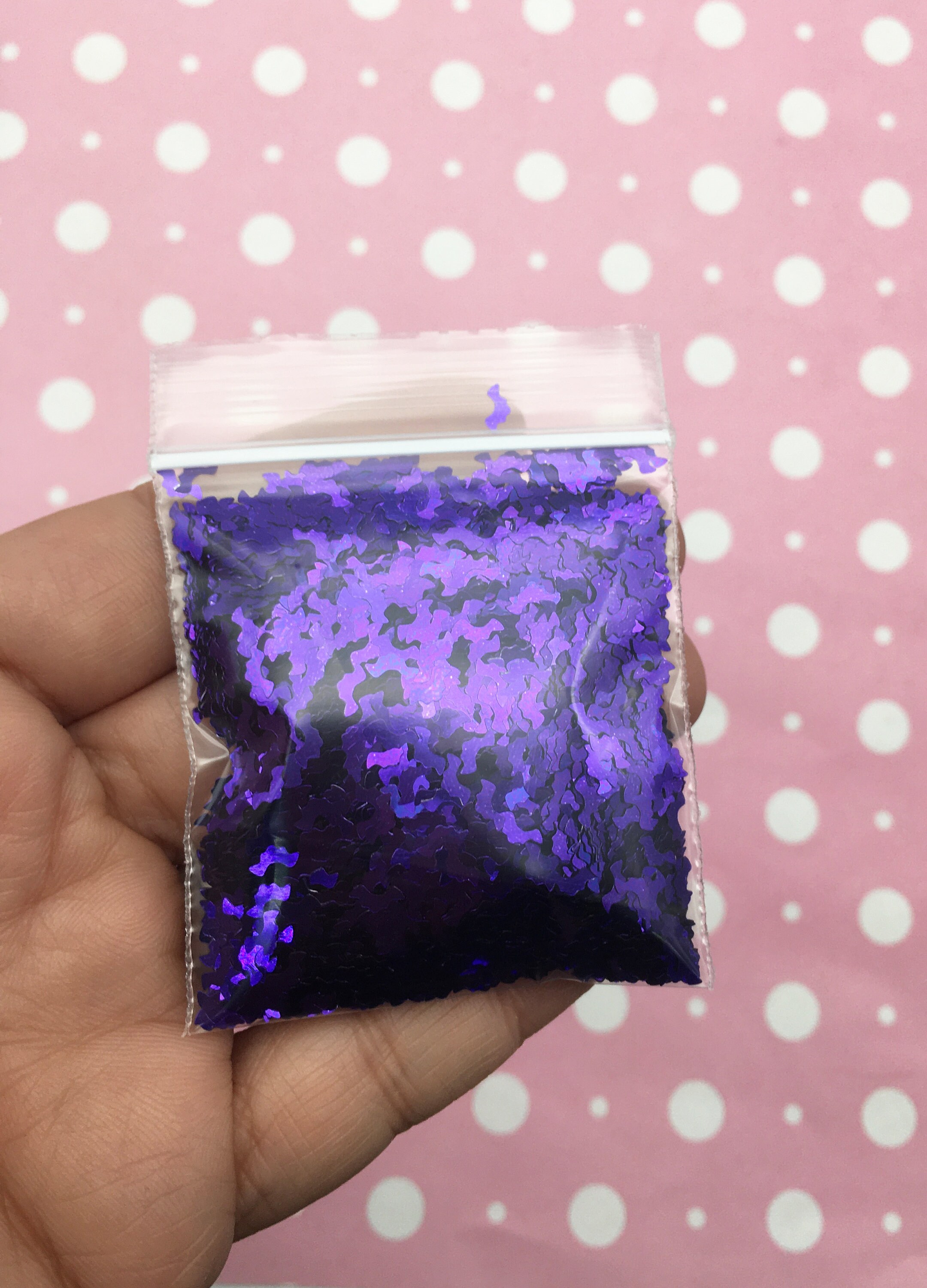 Metallic Purple Tiny Bat Shape Glitter, Solvent Resistant Shaker Mix ...