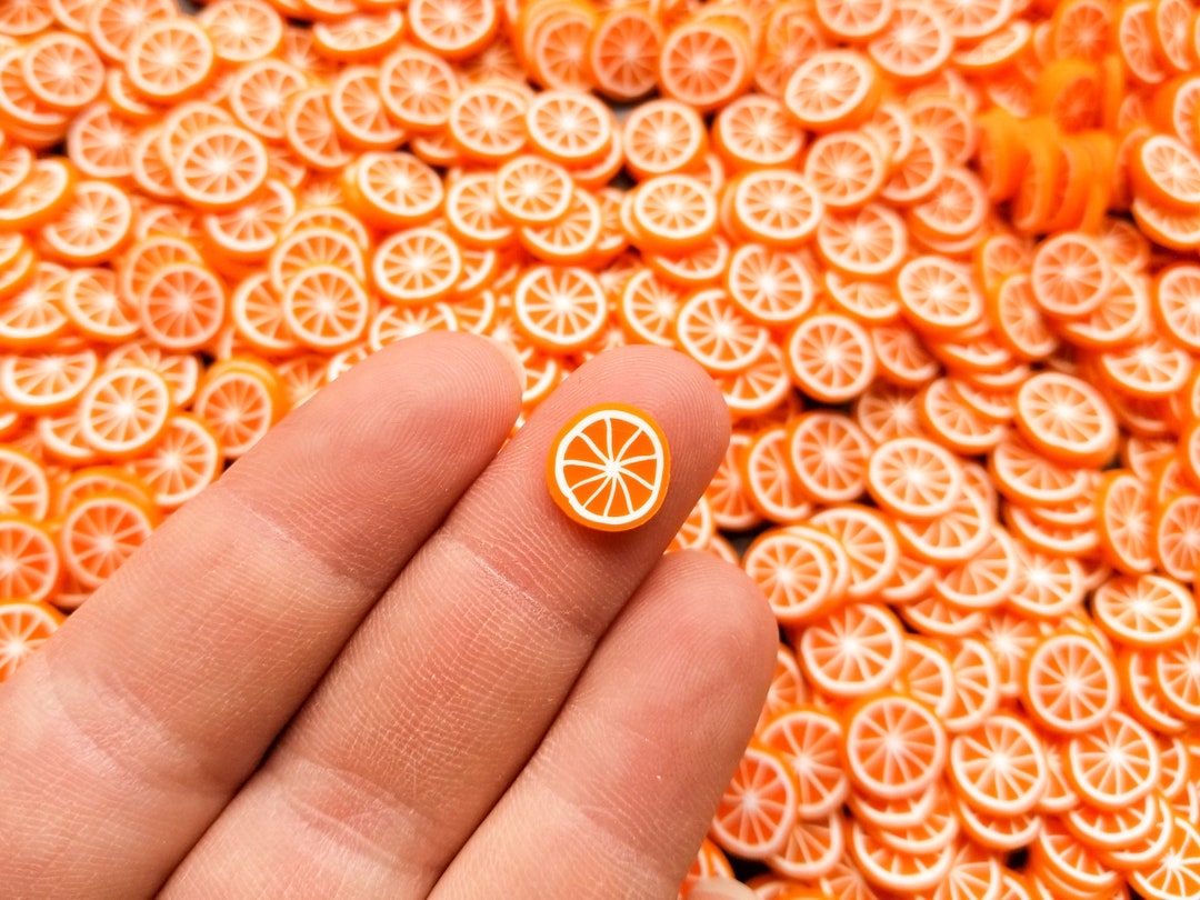 Large Polymer Clay Orange Tangerine Fruit Slices, Nail Art Sprinkles ...