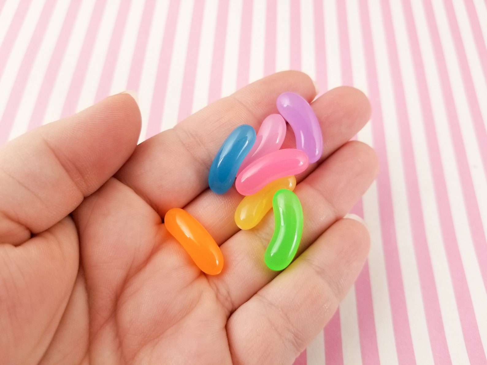 8 Bright Resin Jelly Bean Cabochons Jelly Bean Candy Cabs - Etsy