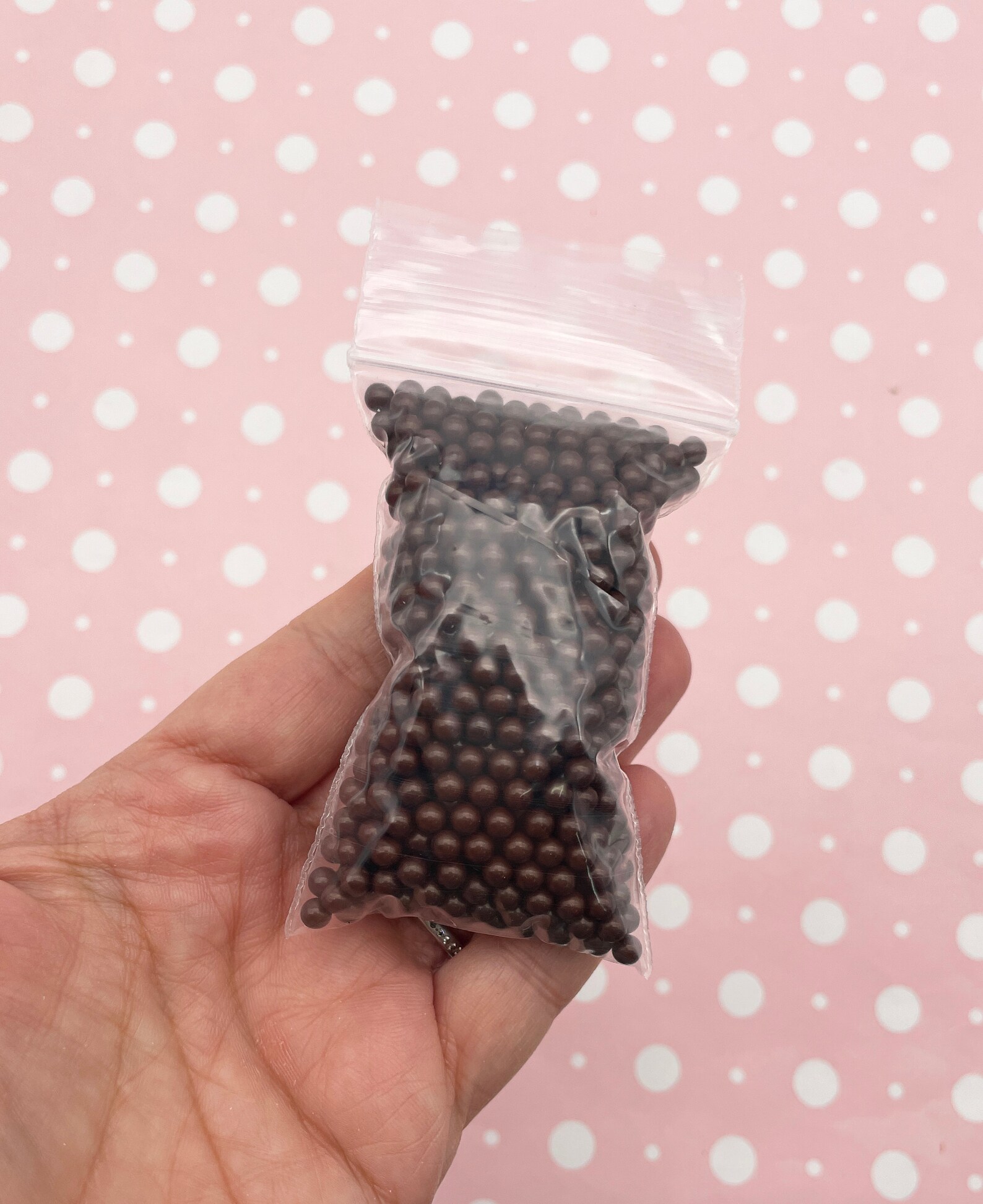 Dark Chocolate Brown 4mm Boba NON EDIBLE Caviar Pearls, Faux Nonpareil ...
