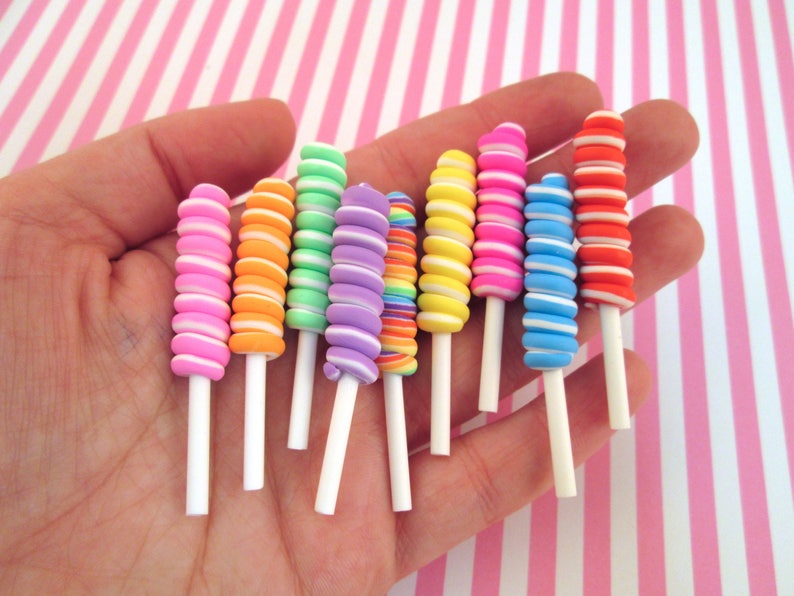 4 Polymer Clay Lollipop Candy Cabochons Decoden Sweets - Etsy