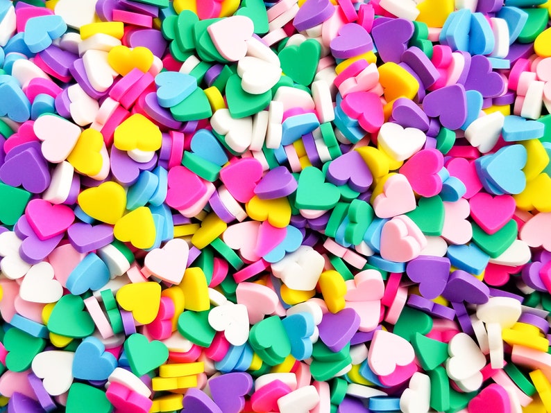 Polymer Clay Assorted Heart Slices Heart Nail Art Slices - Etsy