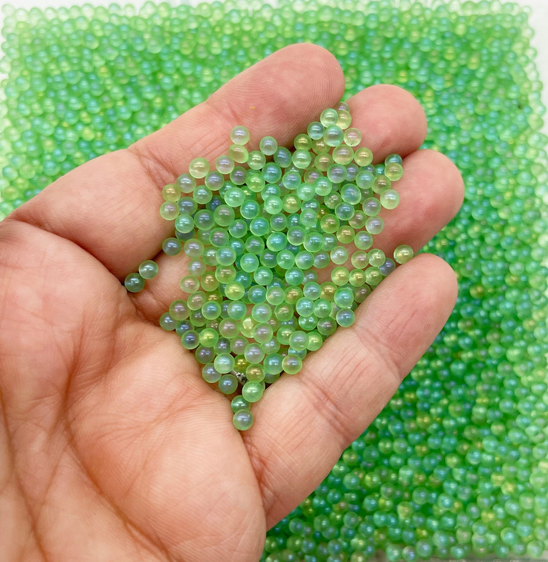 Non Edible Green Glass Assorted ROUND Microbeads, 3 3.5mm No Hole Seed ...