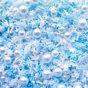 FROZEN Pearl With Snowflake Sprinkle Mix, Holiday Winter Christmas ...