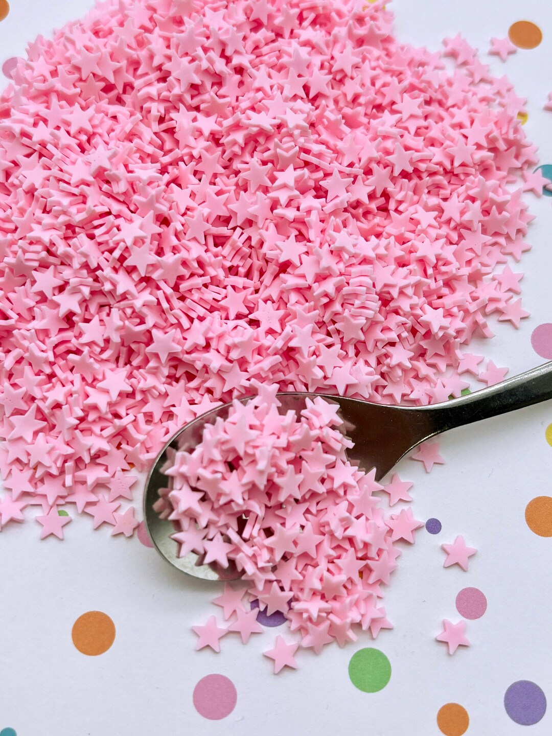 PASTEL PINK STAR Sprinkle Mix, Polymer Clay Fake Sprinkles, Fimo Fake ...