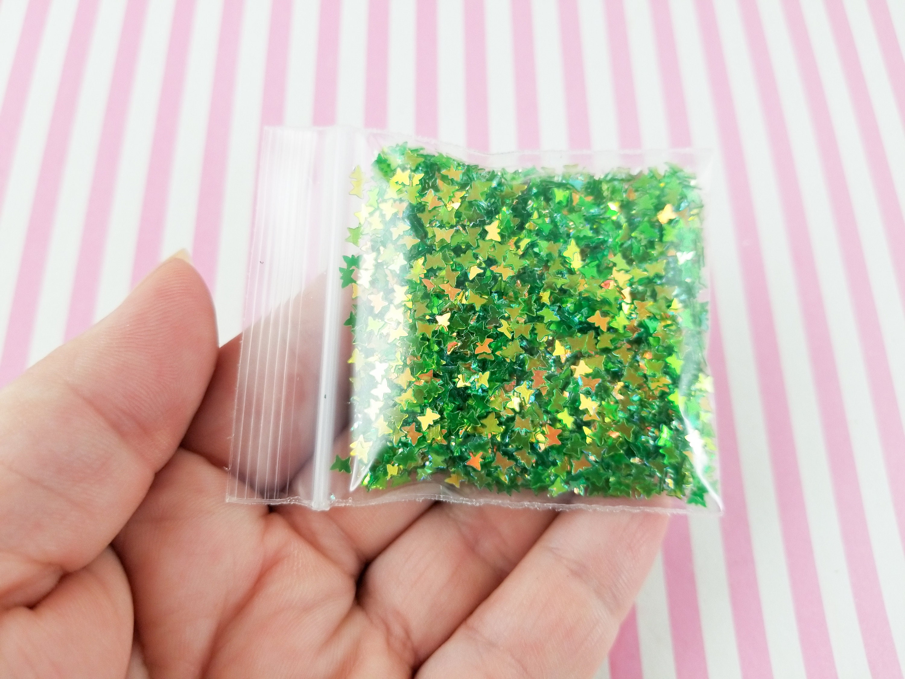Green Iridescent Shift Translucent 3mm Butterfly Glitter, Kawaii ...