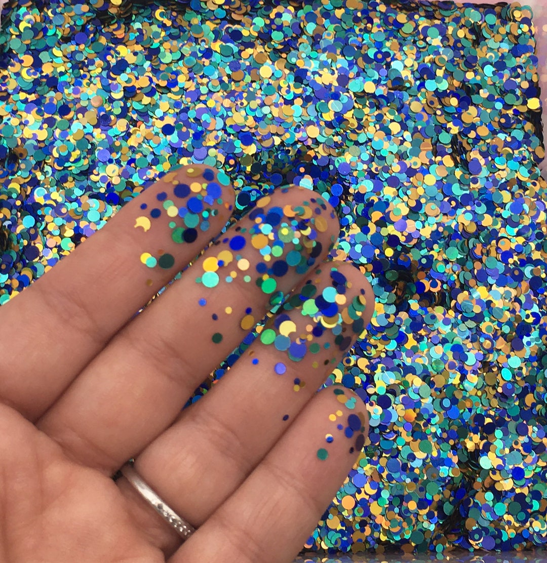 Starry Night Bubble Glitter, Blue Gold Multicolor Iridescent Shift ...