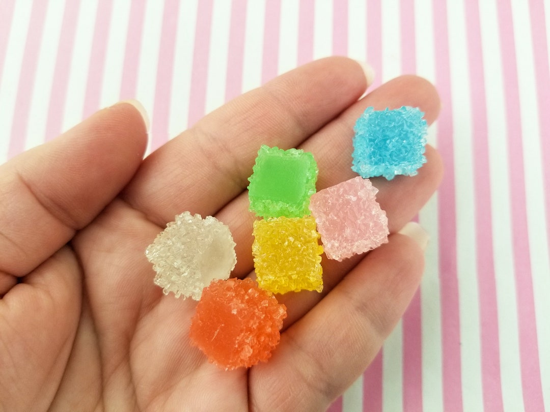 8 Translucent Vibrant Resin Sugar Cubes, Fake Jelly Candy Kawaii ...