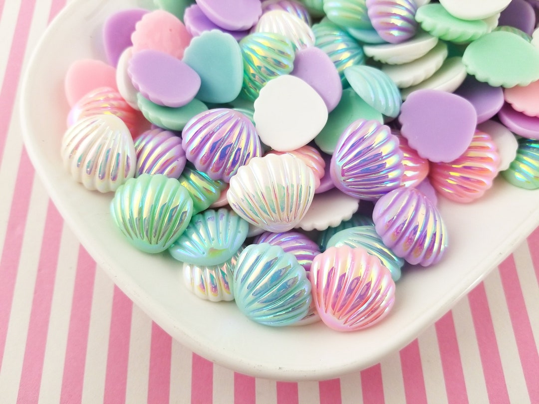 5 Assorted Pastel Seashell Cabochons, Iridescent Seashells #739 - Etsy