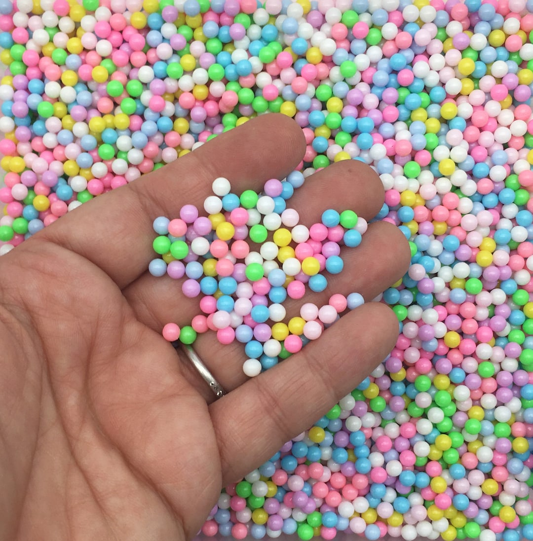 Pastel Rainbow Chips, 4mm Faux Nonpareil Acrylic Dragees, No Hole 4mm ...