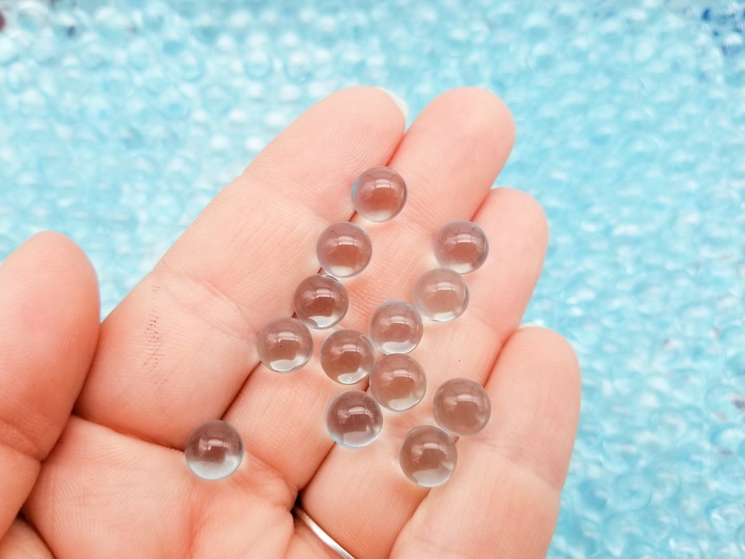 Light Blue 8mm Round Translucent Pearls, Popping Boba Resin Gumballs ...