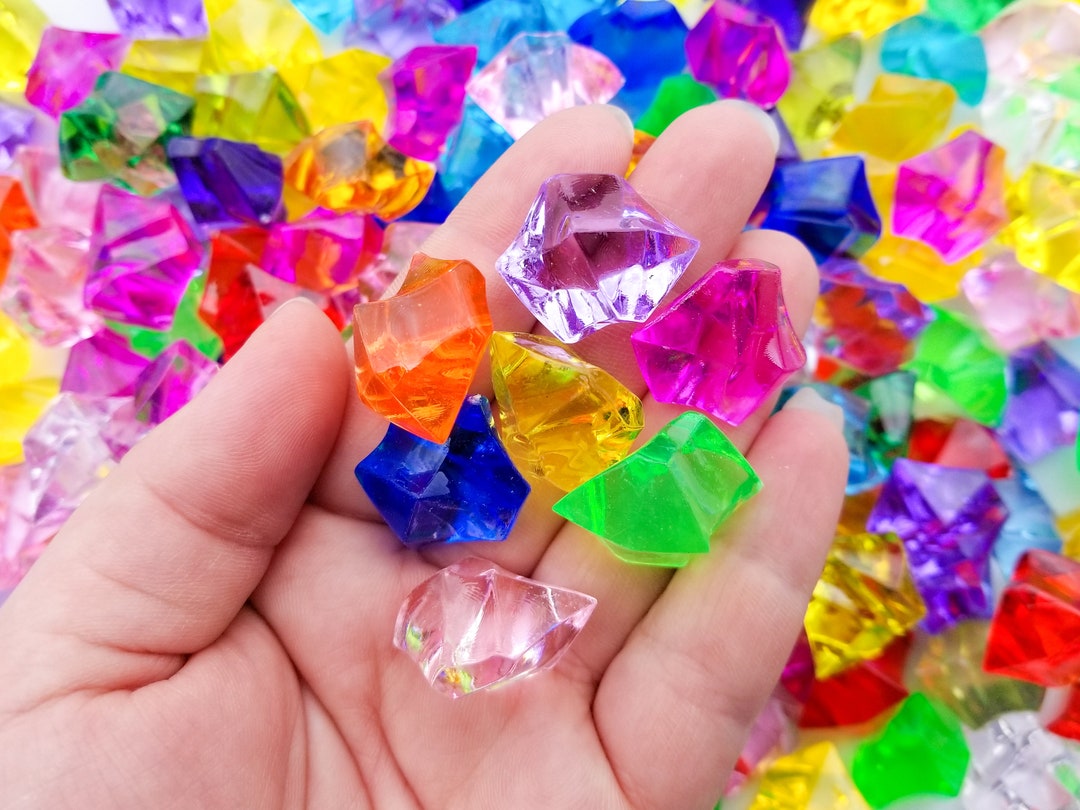 50g LARGE Clear Rainbow Acrylic Gemstone Chunks, Resin Gem Stones, Faux ...
