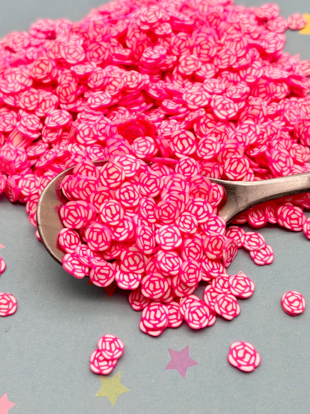 Hot Pink Rose Polymer Clay Flower Sprinkles, Fimo Resin Embellishment ...