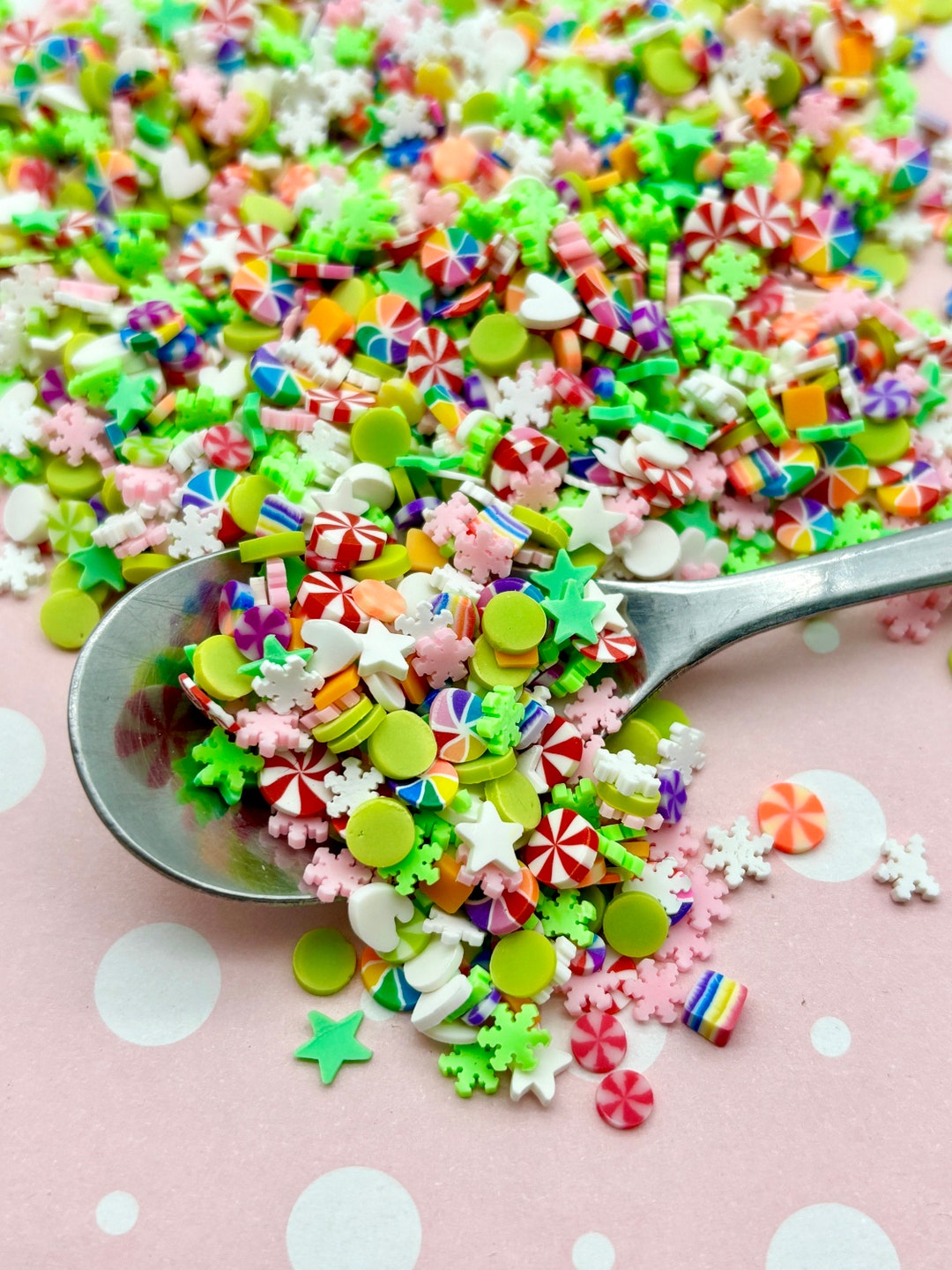 Christmas Village Mix Acid Green X-mas Hearts, Snowflakes, Candies ...