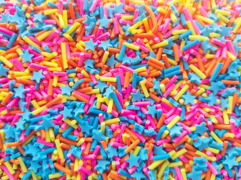 ARCADE Polymer Clay Bright Sprinkles With Blue Stars, Decoden Fake Bake ...